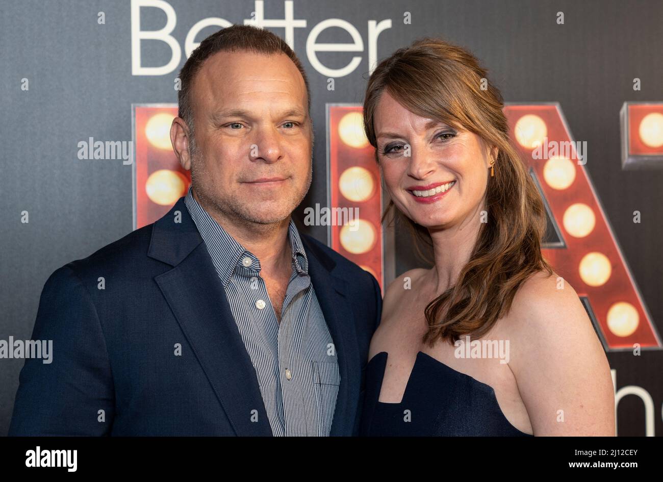 New York, NY - March 21, 2022: Norbert Leo Butz and Michelle Federer ...