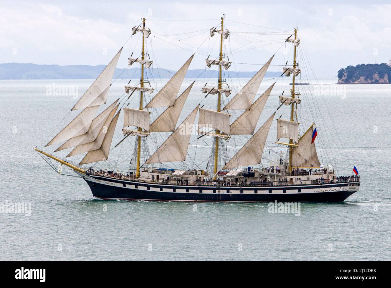 The Russian naval vessel, Pallada, departs Auckland Harbour, Monday ...