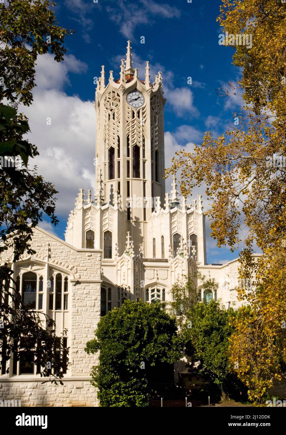 The former Arts Building and clock tower at the University of Auckland ...