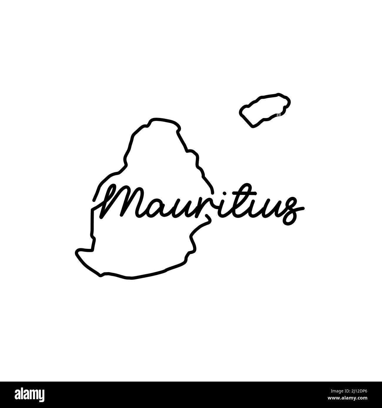 Mauritius outline map with the handwritten country name. Continuous ...