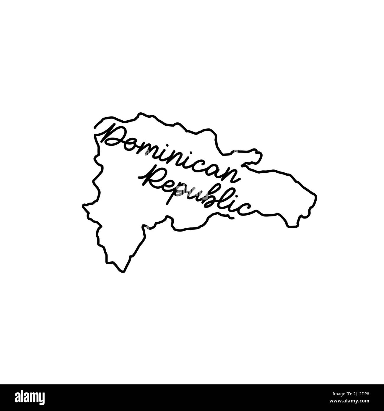 Dominican Republic outline map with the handwritten country name ...