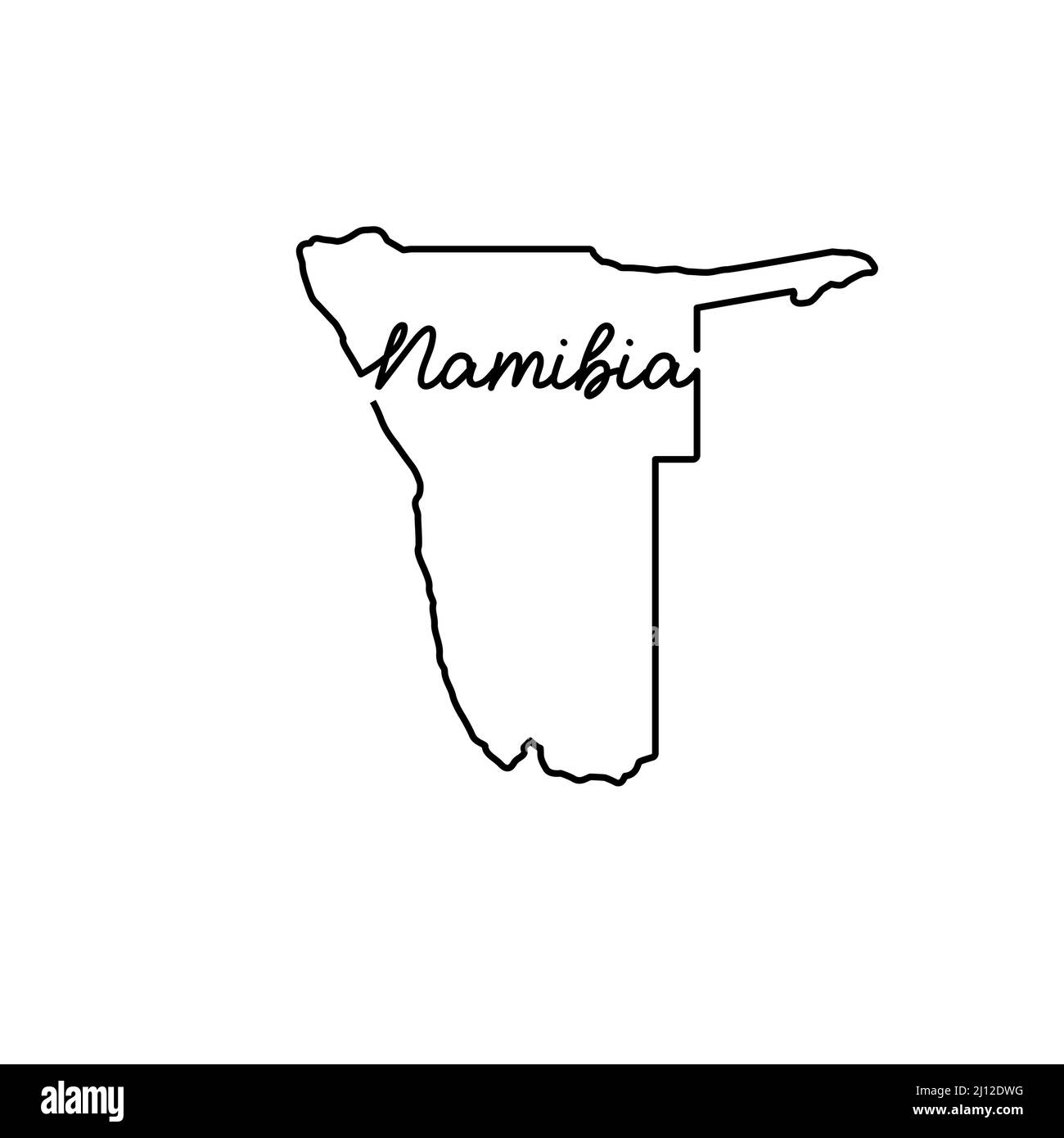 Namibia outline map with the handwritten country name. Continuous line ...