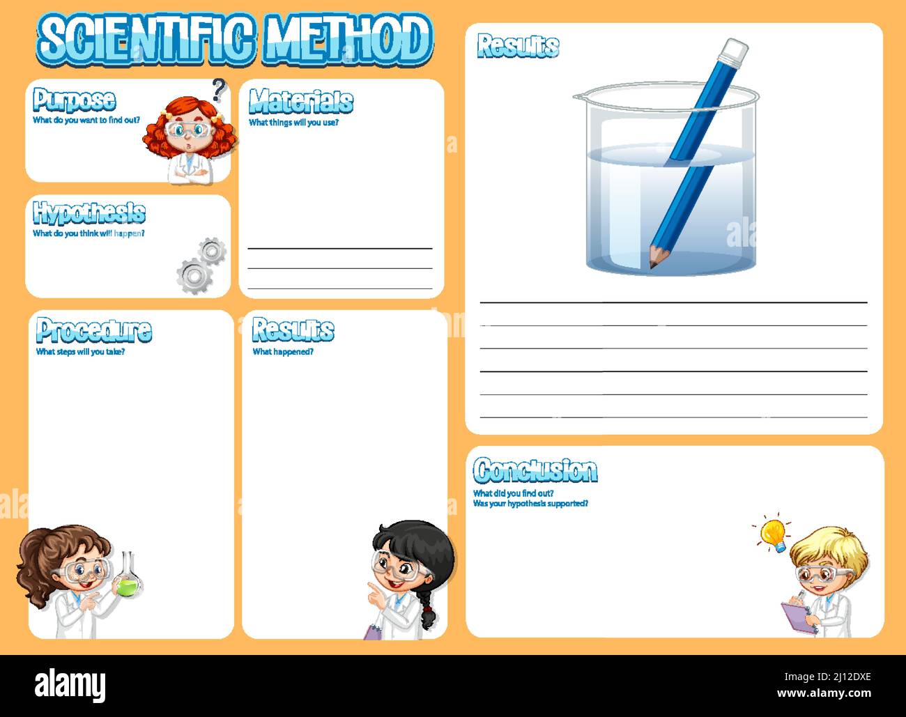 The science method worksheet for children illustration Stock Vector ...