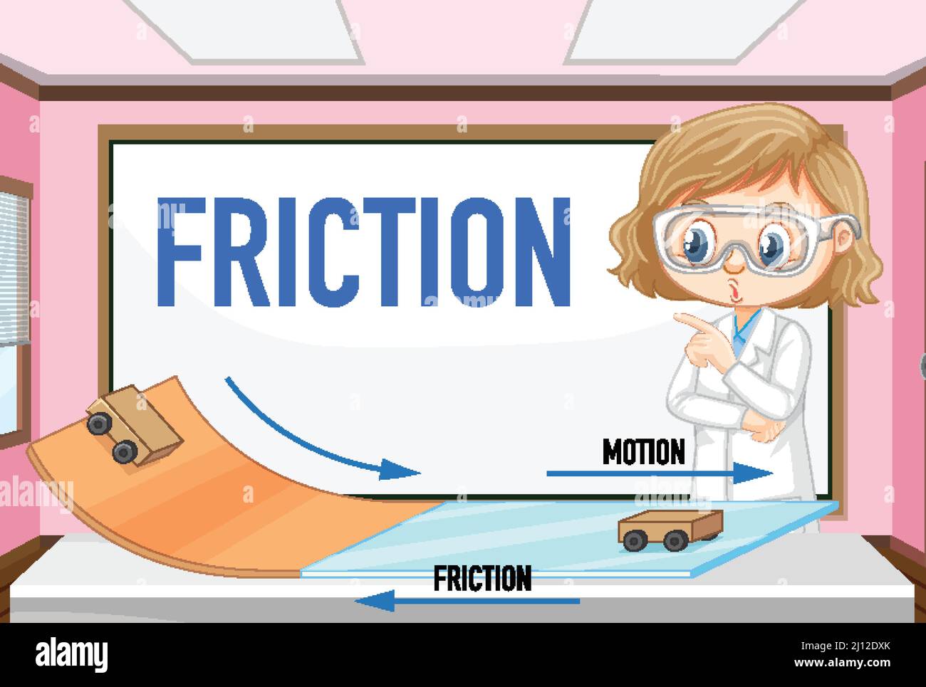 Scientist kids doing friction experiment illustration Stock Vector ...