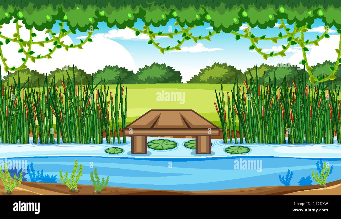 River nature landscape scene illustration Stock Vector Image & Art - Alamy