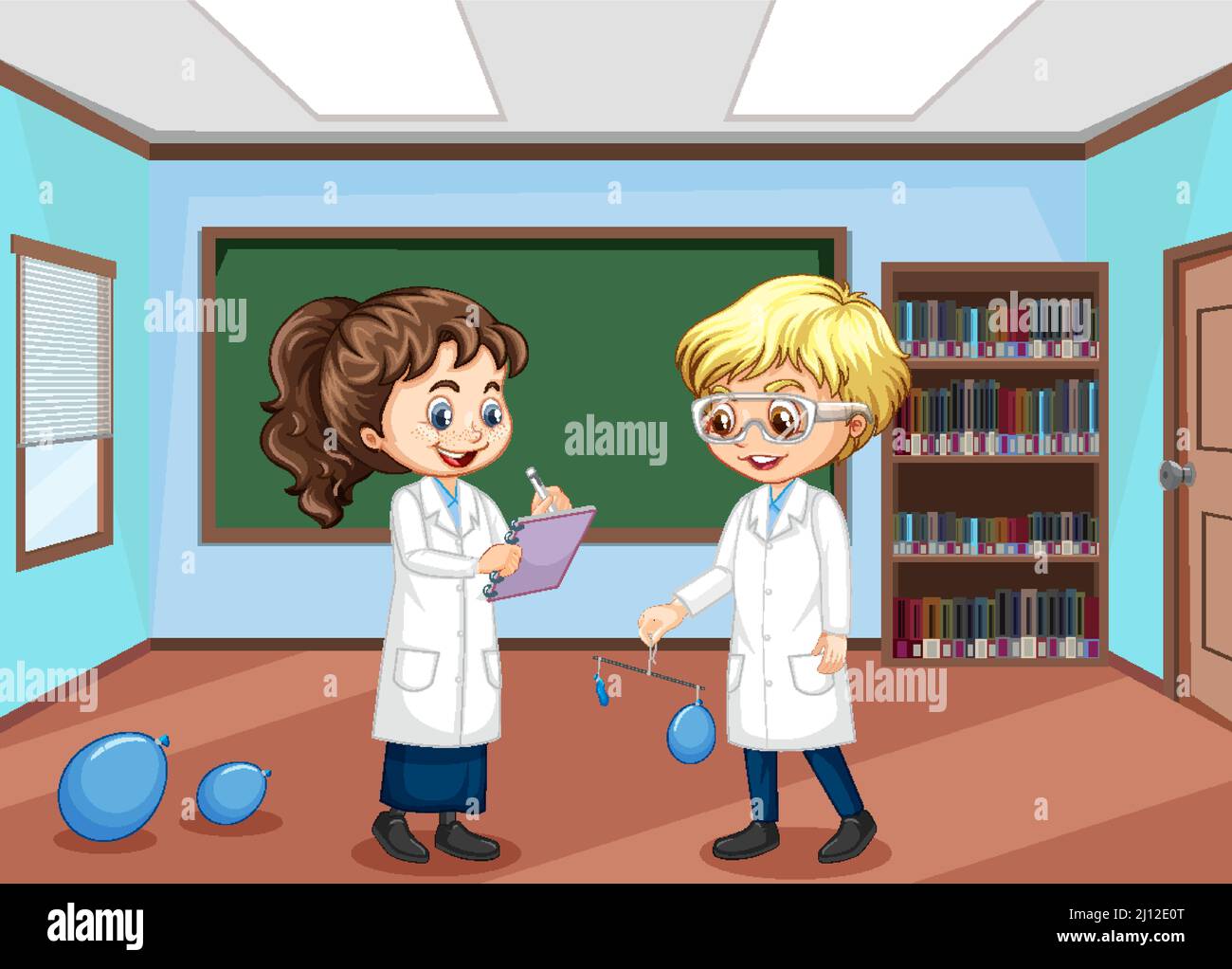 Scientist kids doing science experiment illustration Stock Vector Image ...