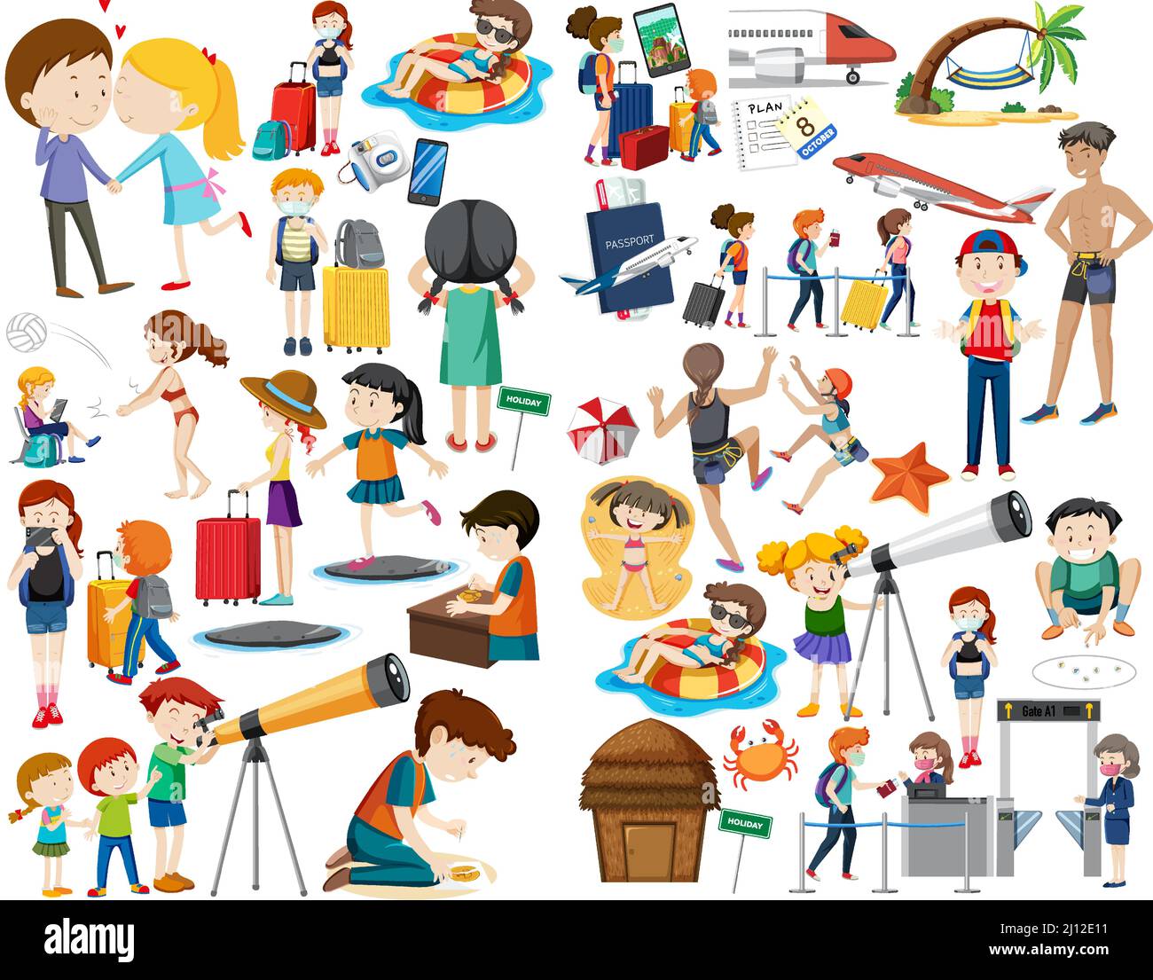 Set of different people cartoon character illustration Stock Vector ...