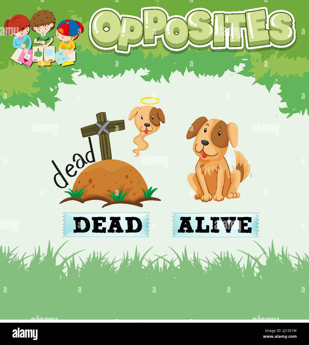Opposite words for dead and alive illustration Stock Vector Image & Art ...