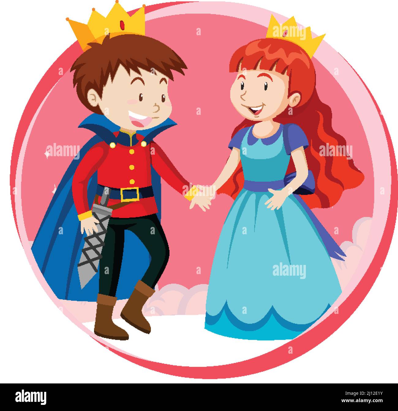 Prince And Princess Cartoon Holding Hands