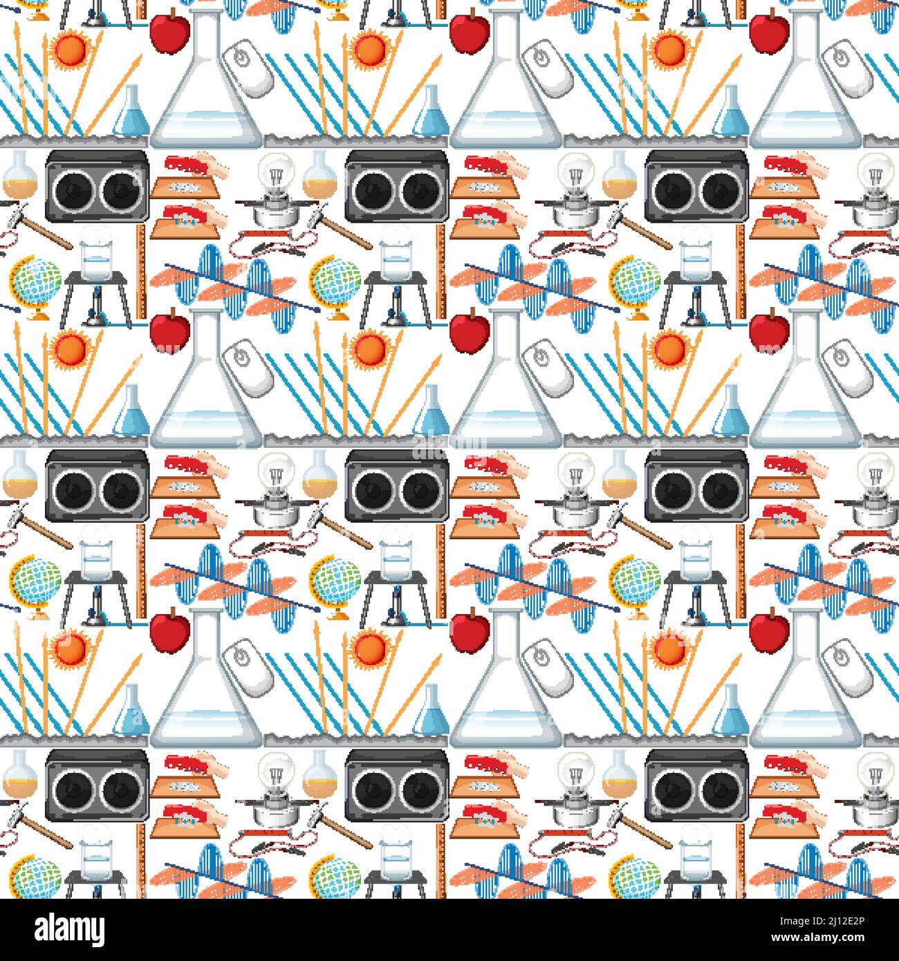 Seamless background with science equipments illustration Stock Vector ...