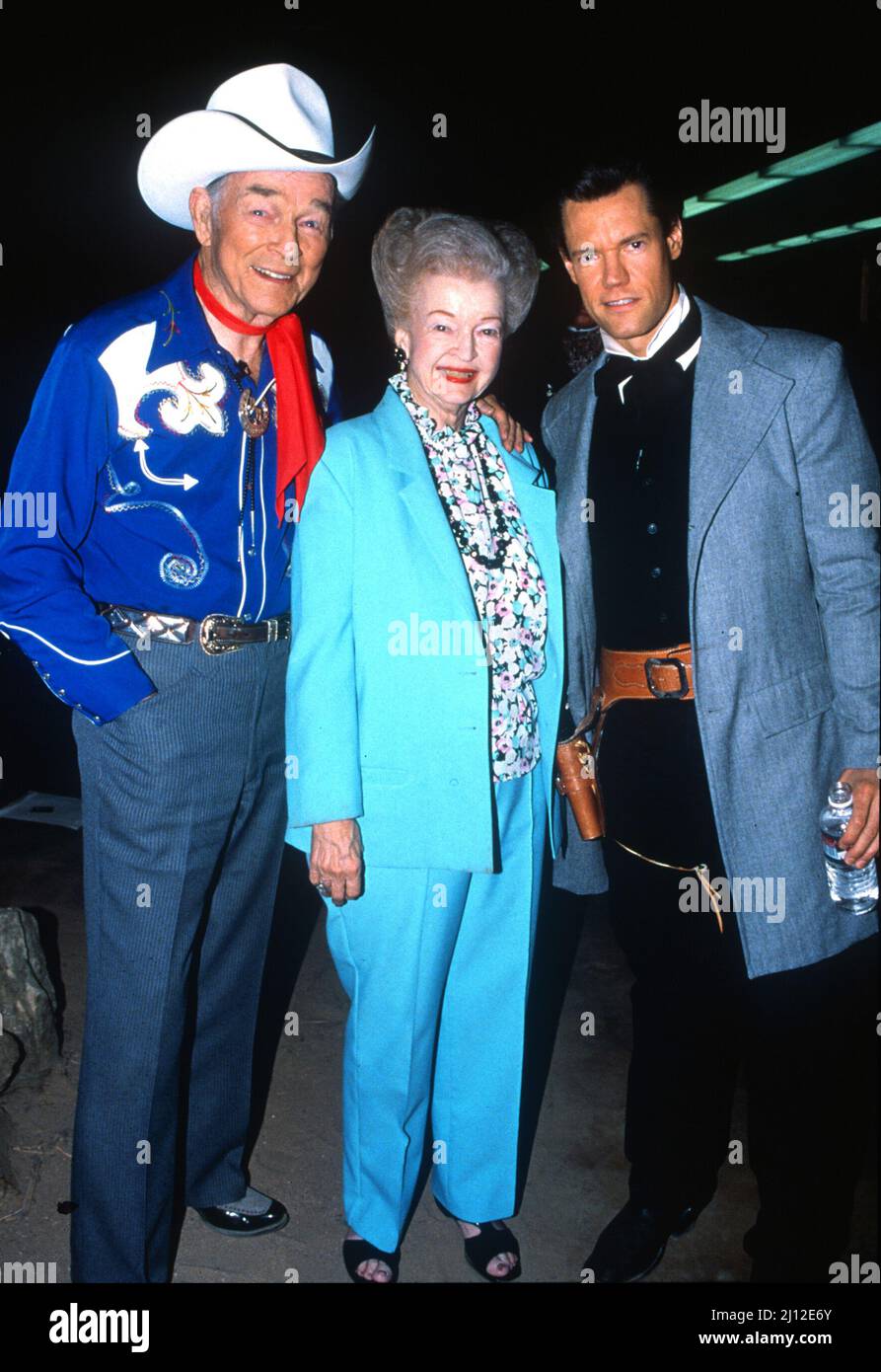 Roy Rogers, Dale Evans & Randy Travis at the Roy Rogers Museum in Apple Valley, CA, 1995 Credit ...