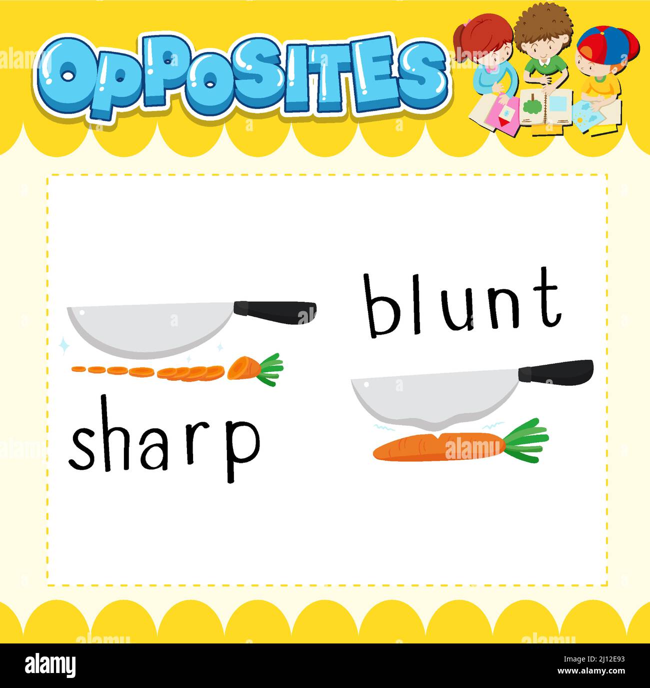 Opposite words for sharp and blunt illustration Stock Vector Image ...