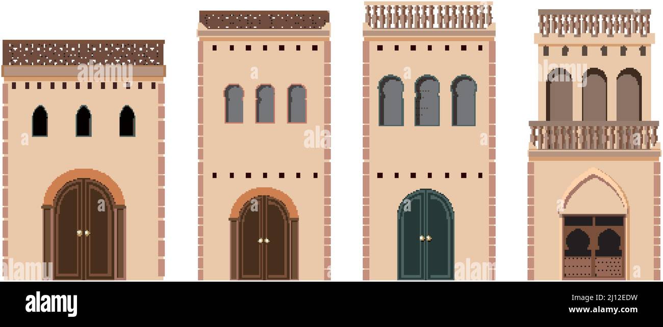 Four building design with terrace illustration Stock Vector Image & Art ...