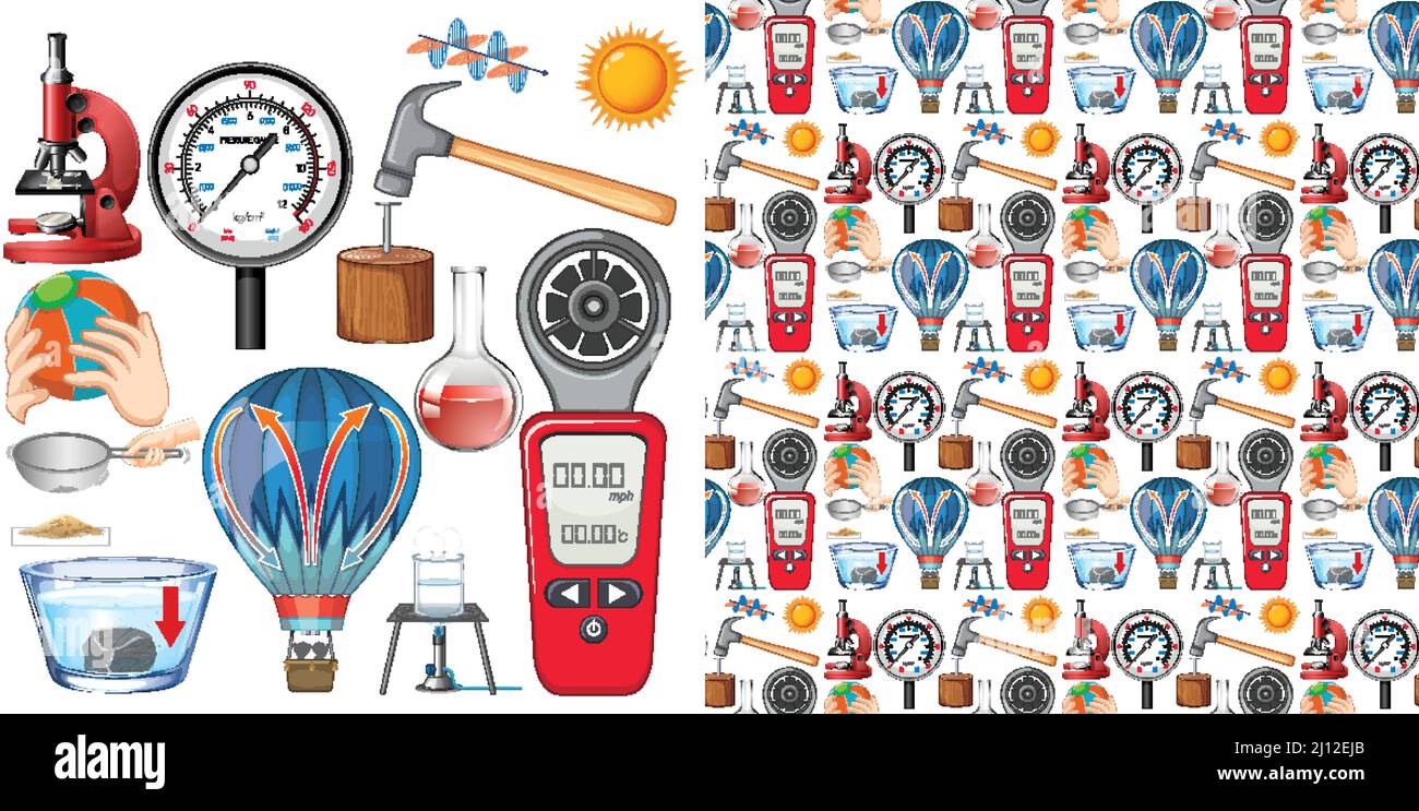 Seamless background with science equipments illustration Stock Vector ...