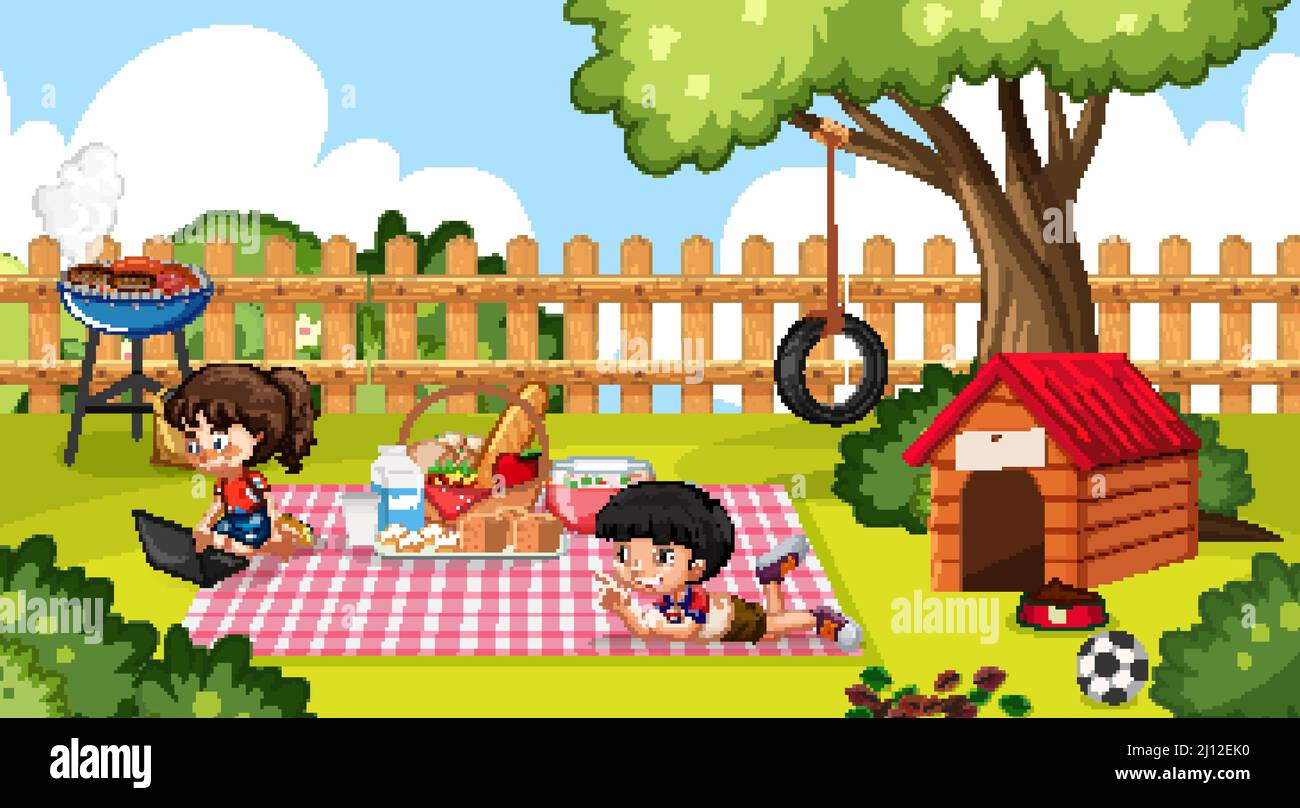Scene with children in the park illustration Stock Vector Image & Art ...