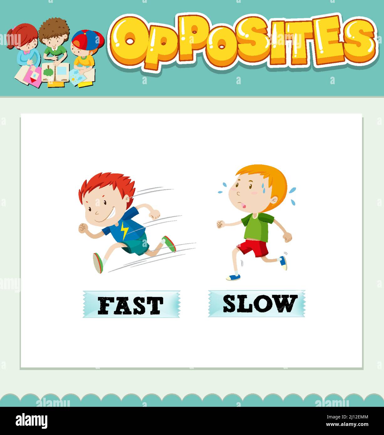 Opposite words for fast and slow illustration Stock Vector Image & Art ...