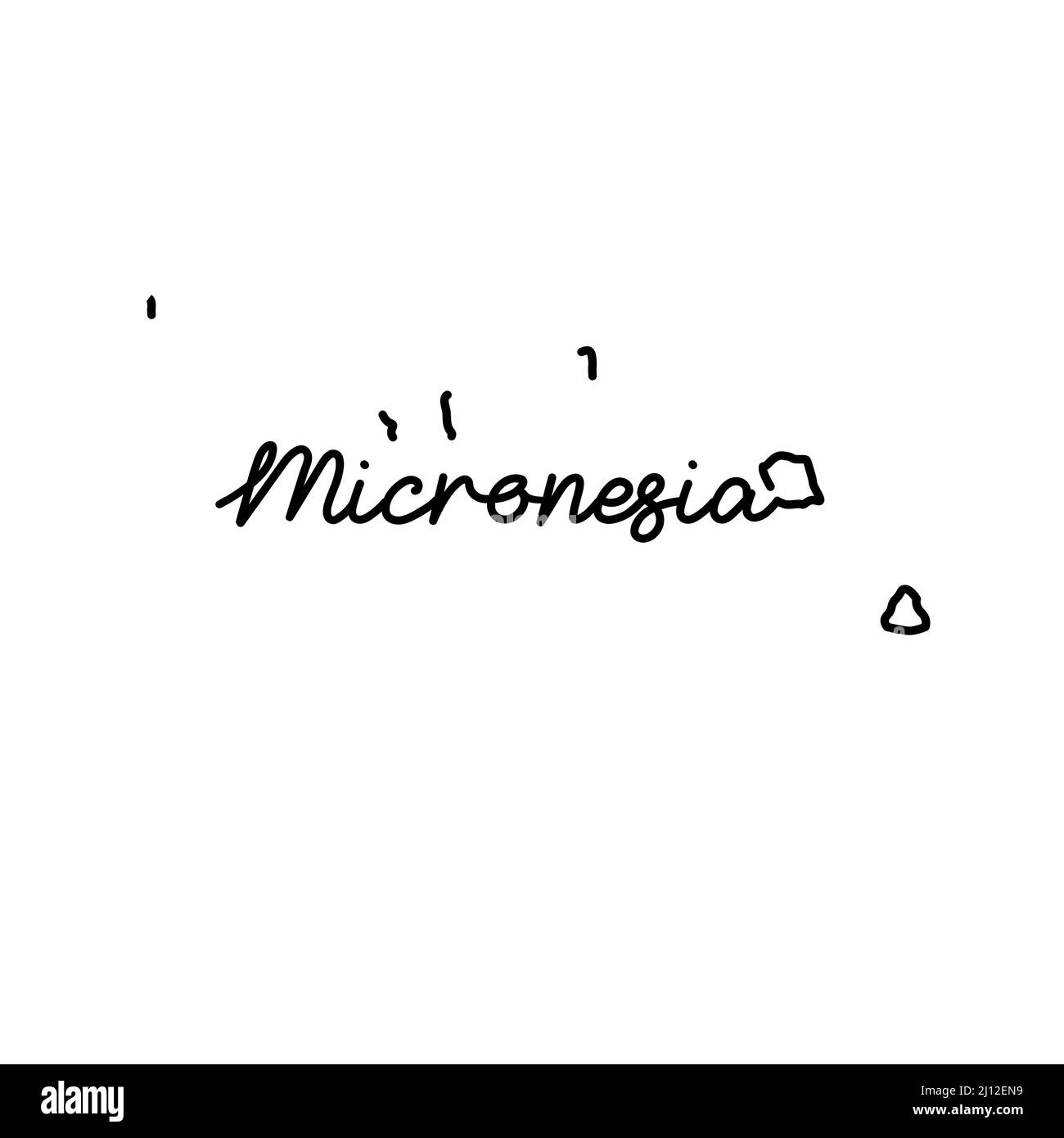 Micronesia outline map with the handwritten country name. Continuous ...