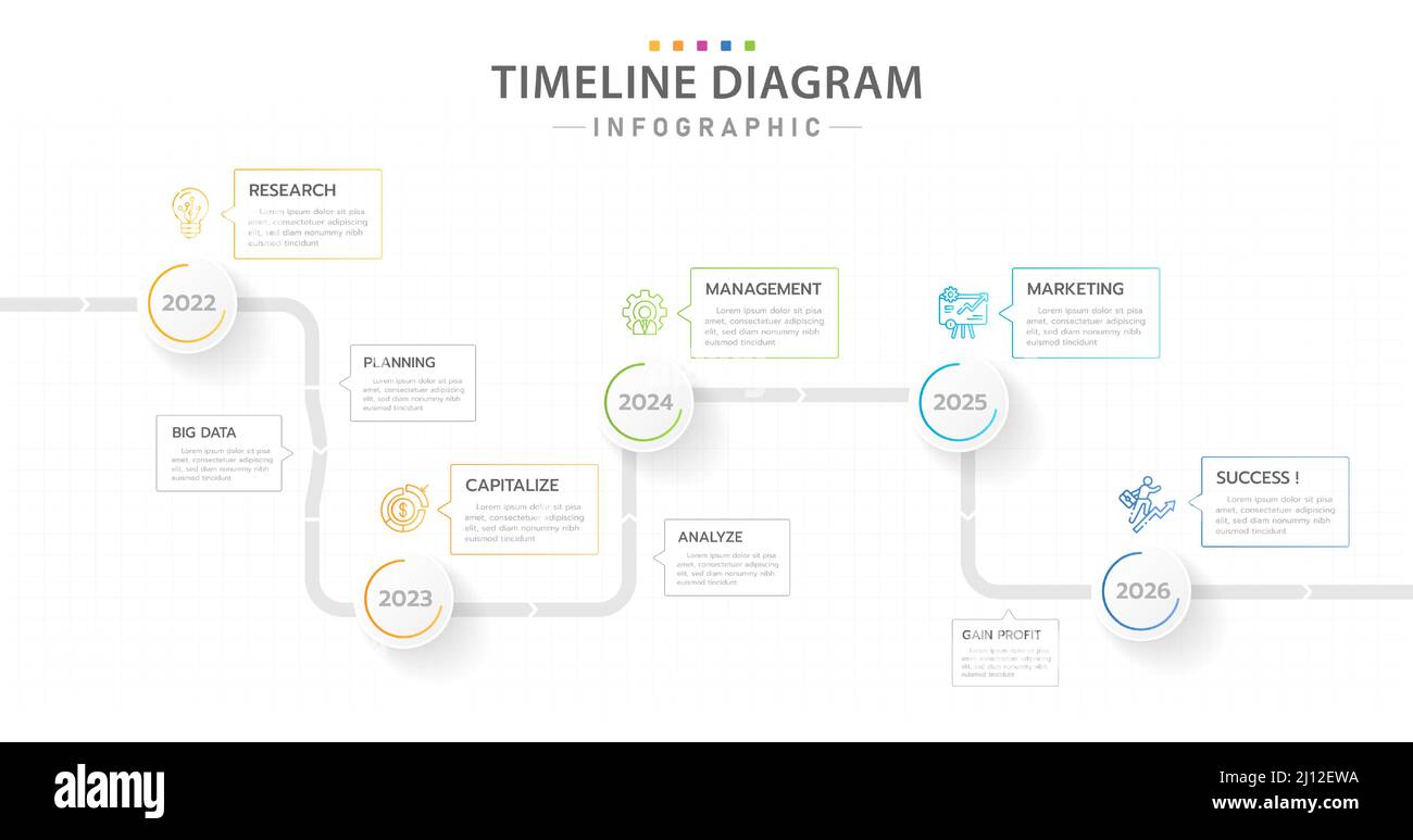 Infographic template for business. 5 Steps Modern Timeline diagram with ...