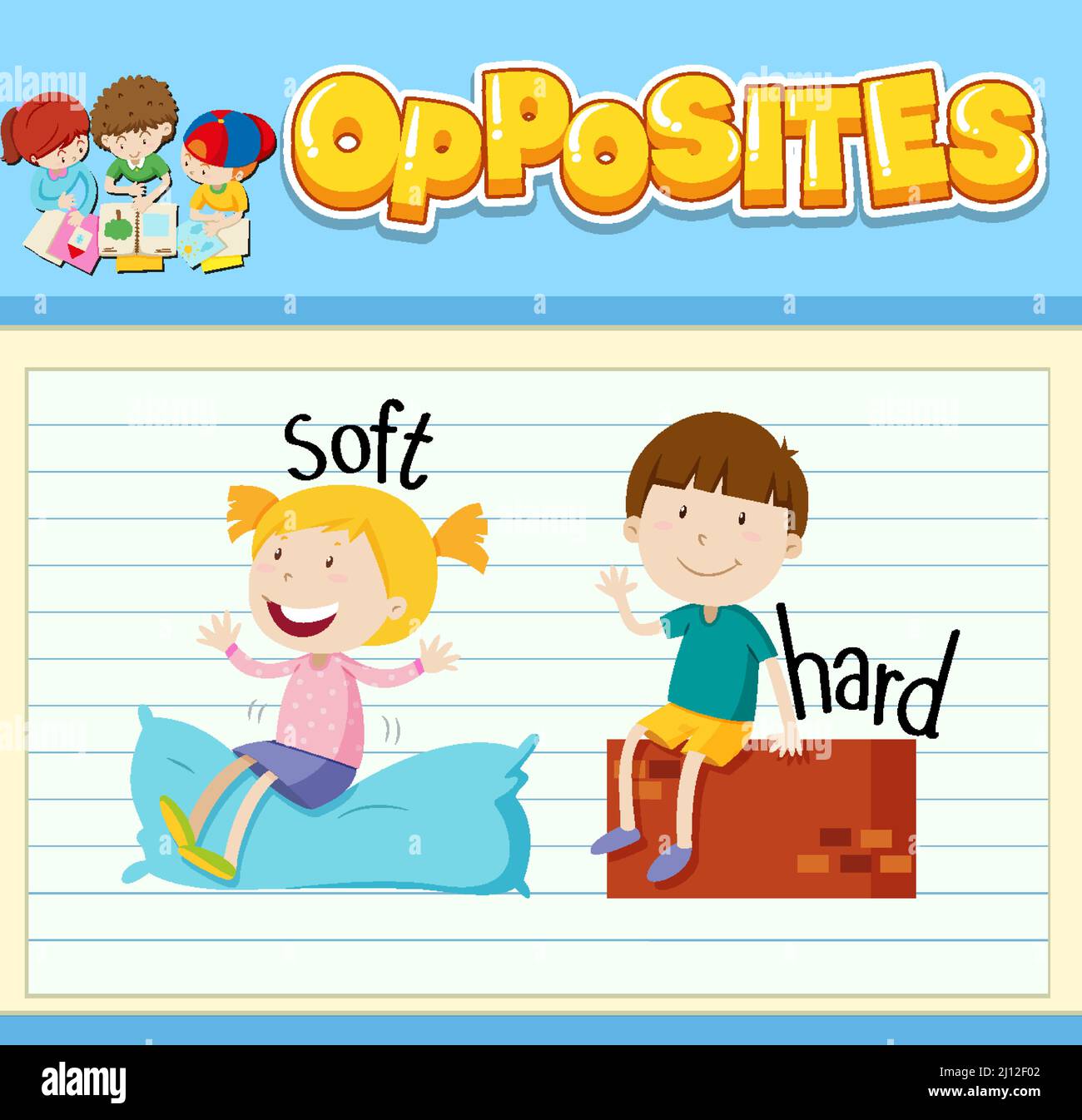 Education word card of English opposites word illustration Stock Vector ...