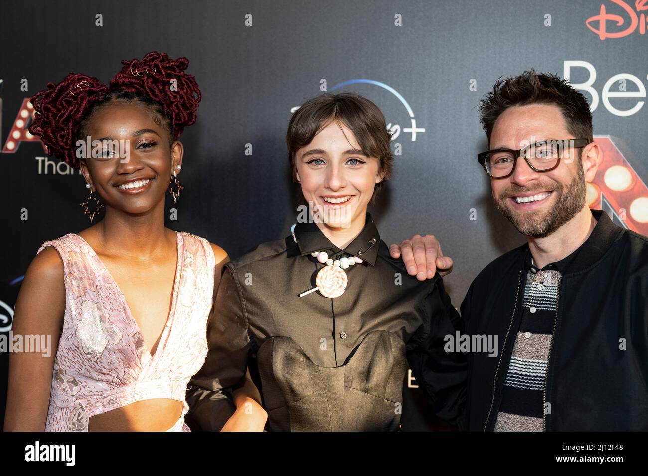 New York, NY - March 21, 2022: Aria Brooks, Rueby Wood and Tim Federle ...