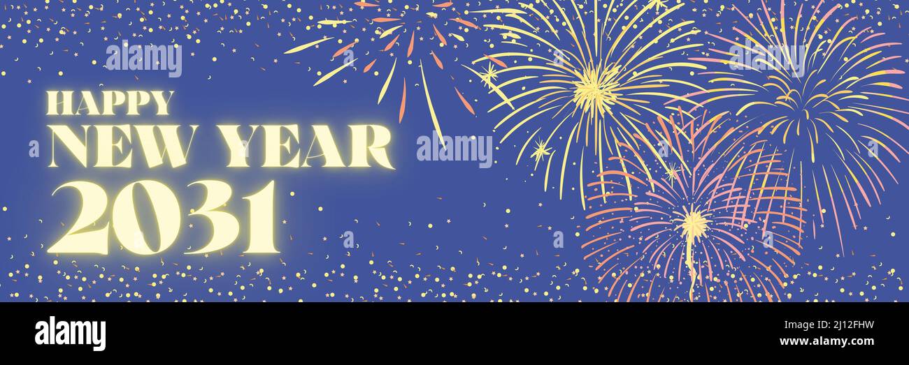 Happy New Year 2031 glow illustration with fireworks Stock Photo - Alamy