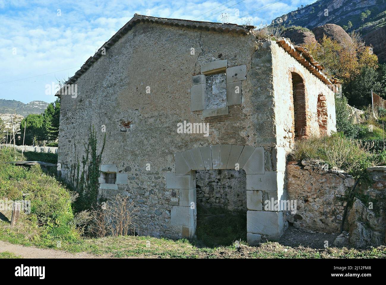 La Madella windmill in Bigues i Riells in the region of Valles Oriental province of Barcelona ...