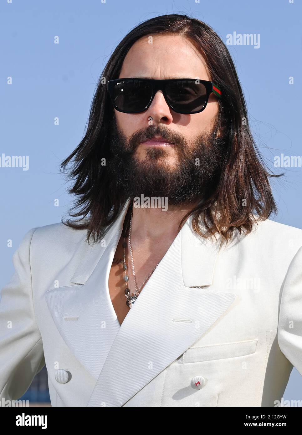 Berlin, Germany. 21st Mar, 2022. US actor Jared Leto stands on the roof ...