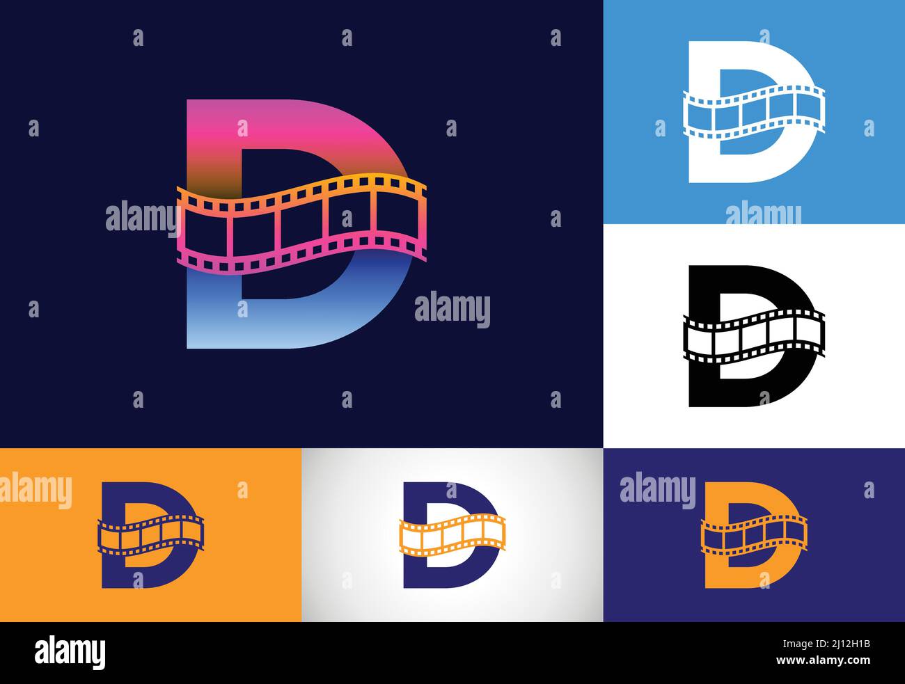 Initial monogram alphabet incorporated with film reel. Video and movie logo concept. Font emblem ...