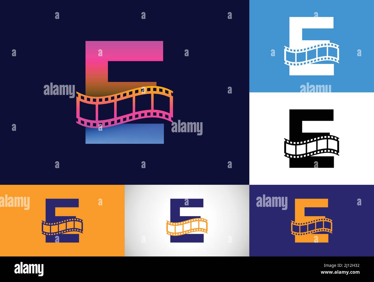 Initial monogram alphabet incorporated with film reel. Video and movie ...