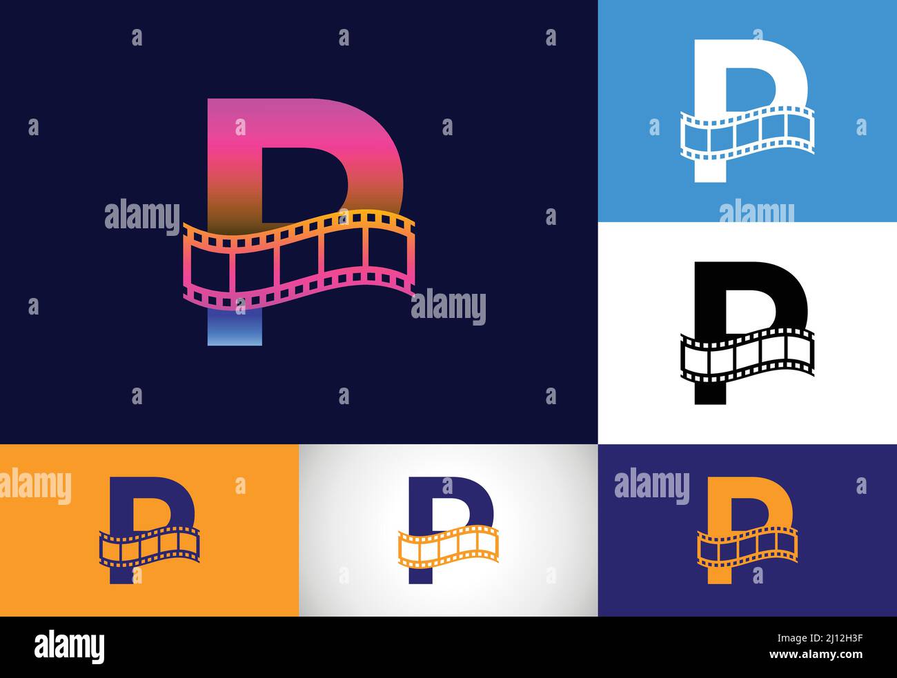 Initial monogram alphabet incorporated with film reel. Video and movie ...