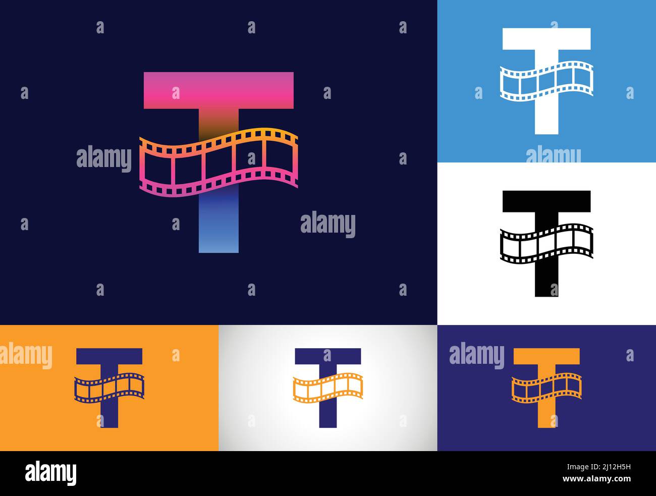 Initial monogram alphabet incorporated with film reel. Video and movie ...