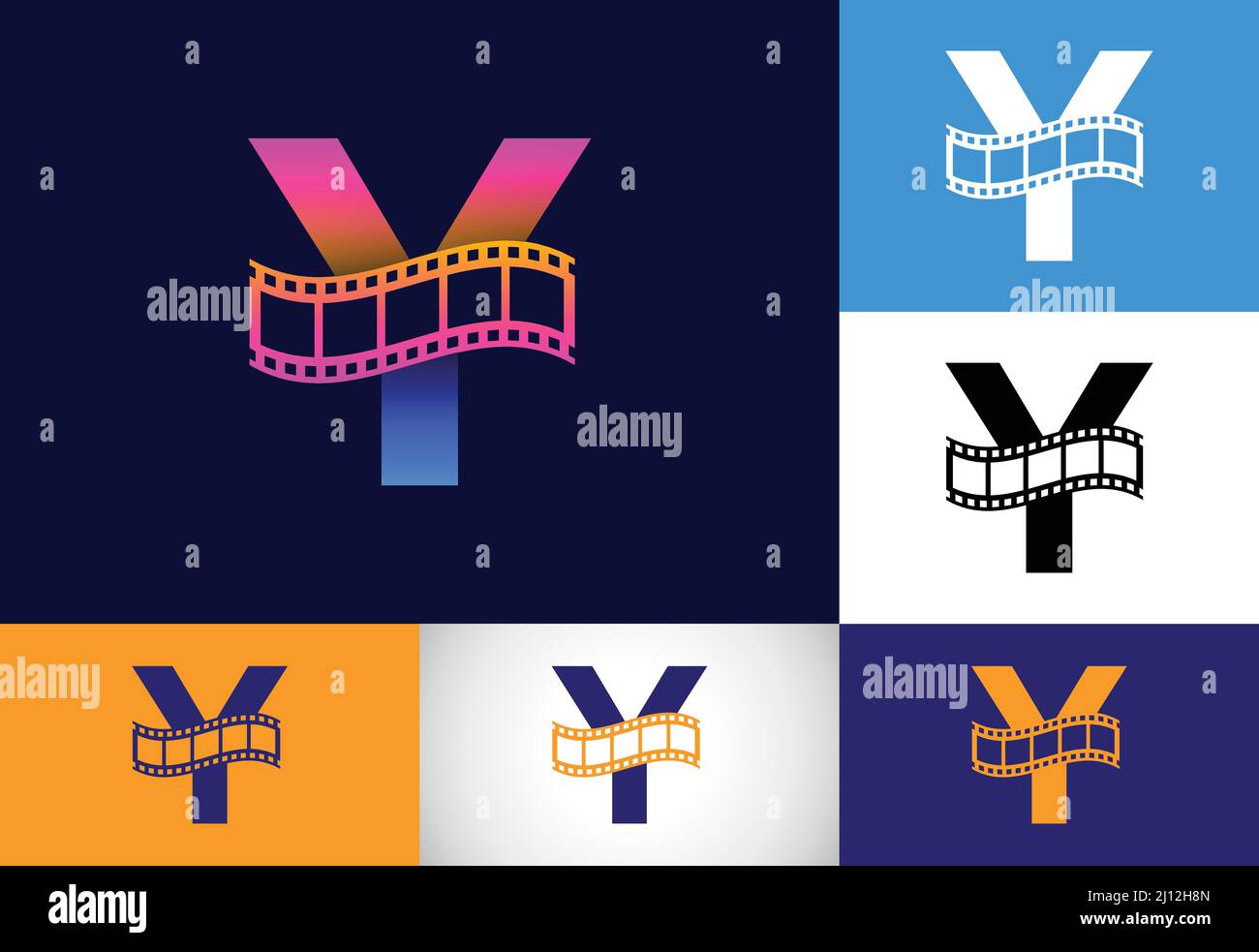Initial monogram alphabet incorporated with film reel. Video and movie ...