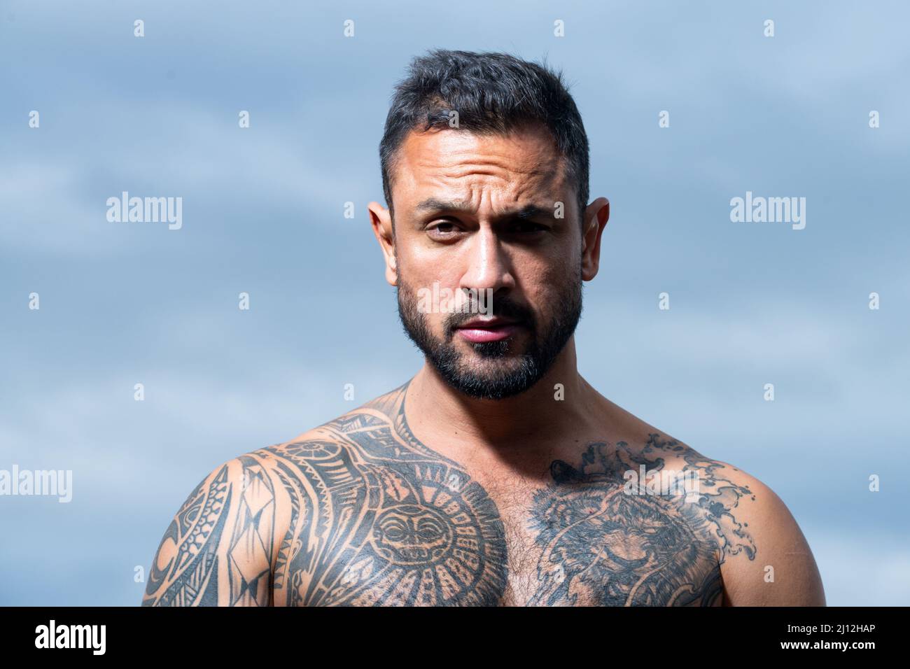 Brutal Man Serious Face Of Handsome Male Model Concept Of Men Power