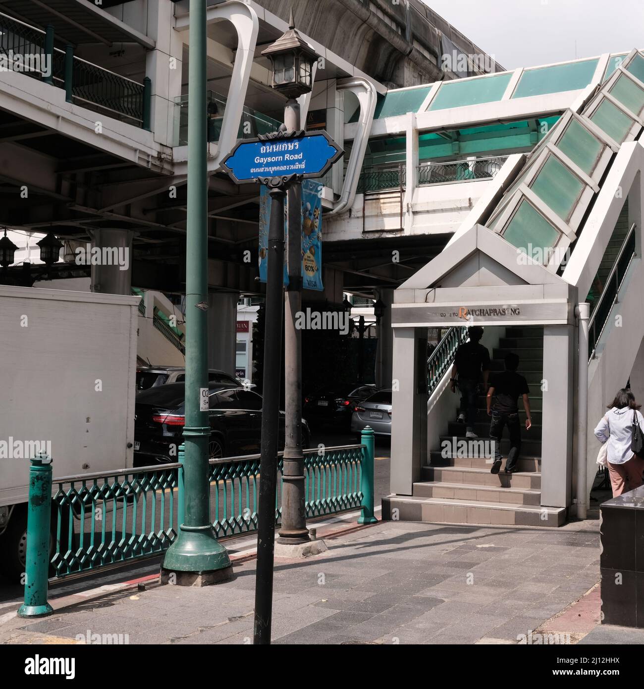 Stairway Entrance to BTS Skytrain Chit Lom Station Bangkok Thailand ...