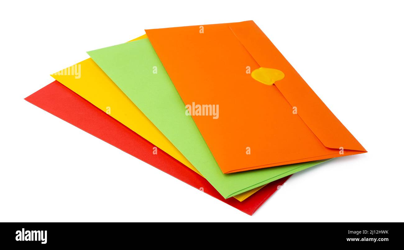 Stack of envelopes on white background Stock Photo - Alamy