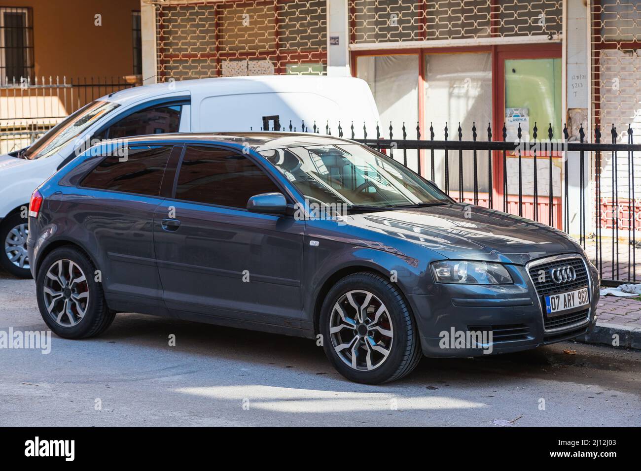 Antalya; Turkey – March 04 2022: black Audi A3 is parking on the street ...