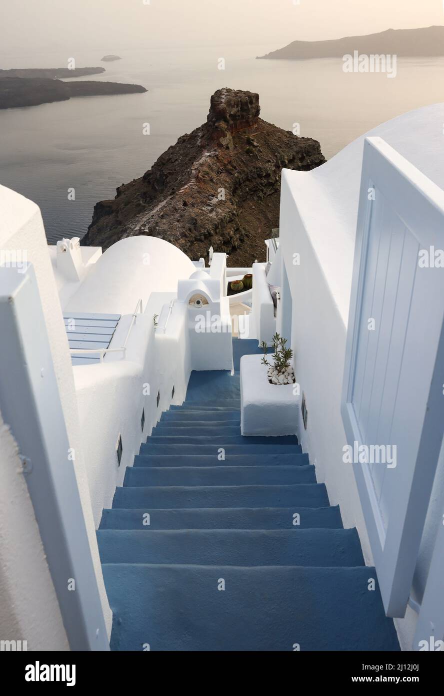 Narrow stone steps, a traditional piece of architecture on the island ...