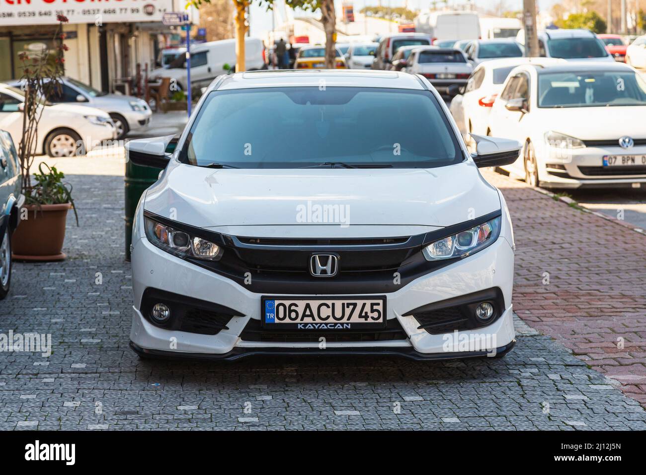 Antalya; Turkey – March 04 2022: white Honda Civic is parked on the ...