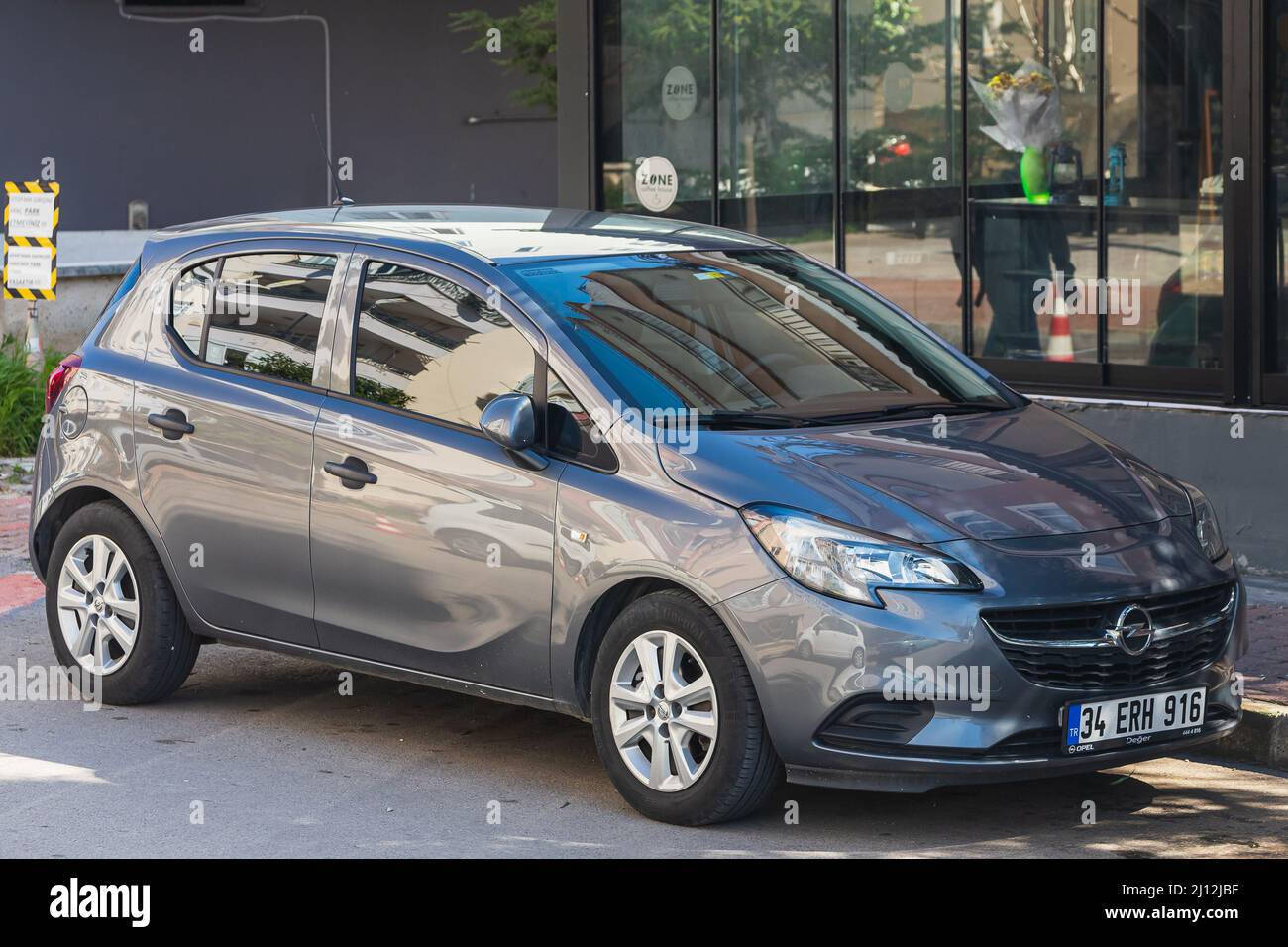 Antalya, Turkey – March 04 2022: gray Opel Corsa is parked on the ...