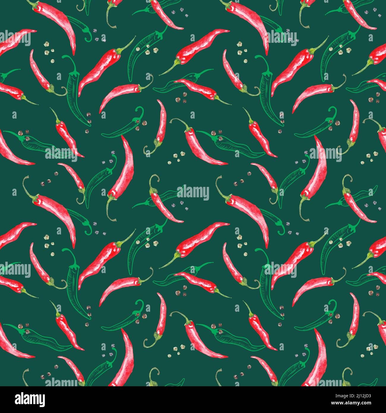 Hot chilli pepper hand painted watercolor pattern Stock Photo - Alamy