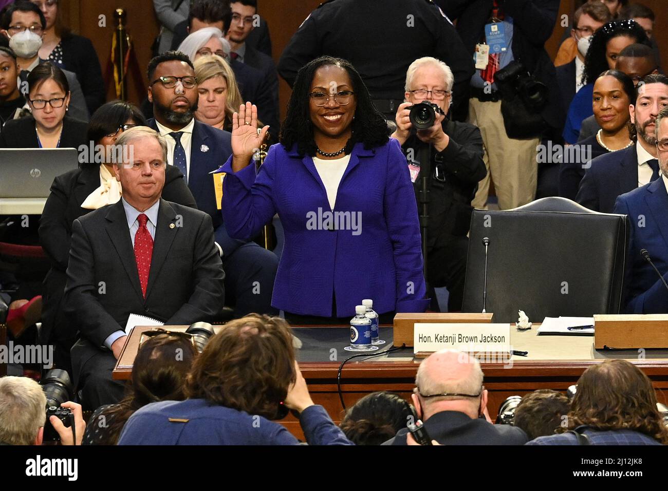 Supreme Court nominee Judge Ketanji Brown Jackson is sworn in during ...