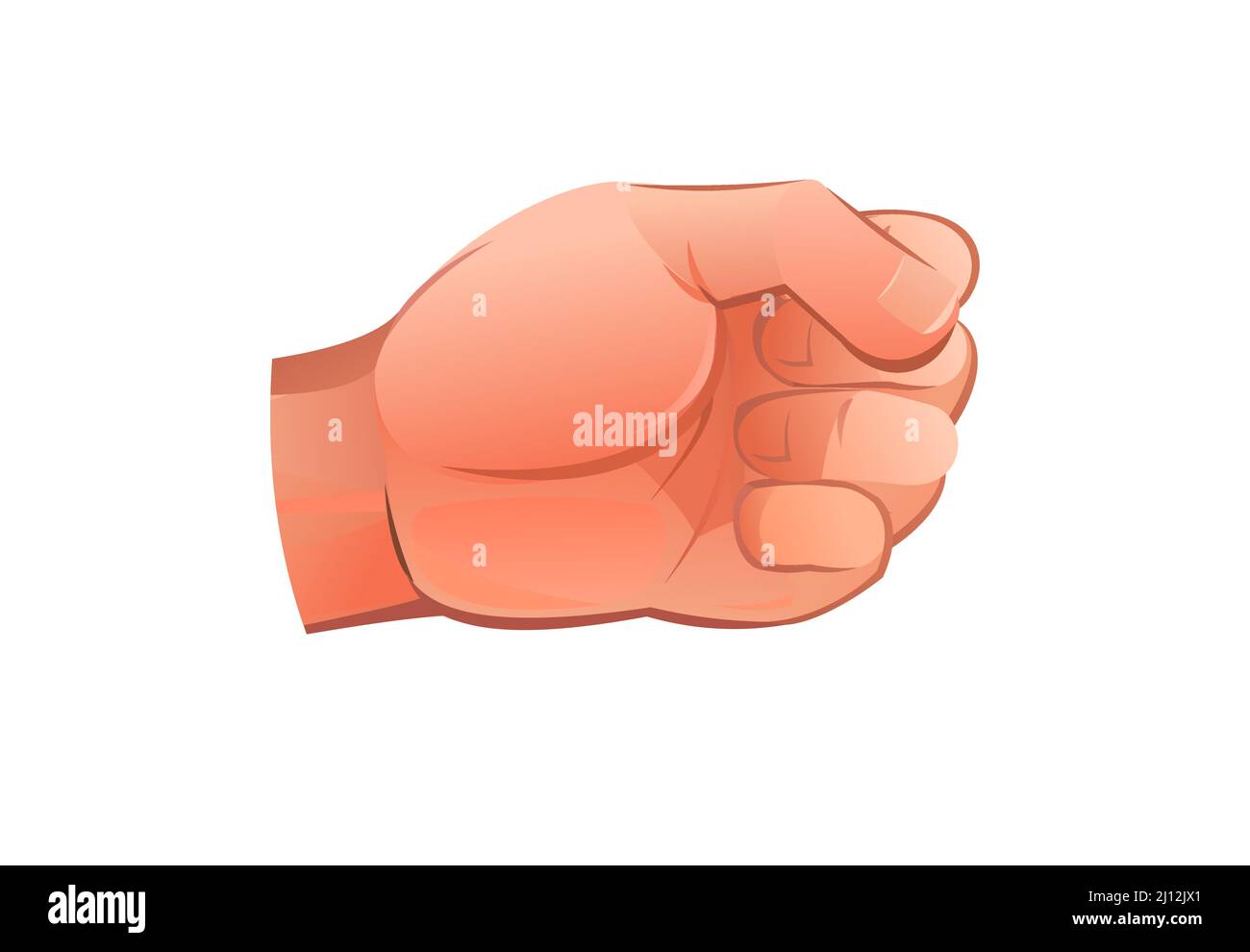 Clenched fist. Object isolated on white background. Funny cartoon style ...