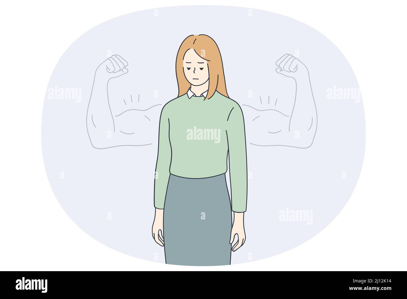 Strength and self confidence concept. Sad depressed woman standing ...