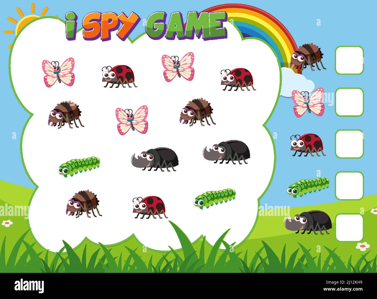 Math counting game template of insect illustration Stock Vector Image ...