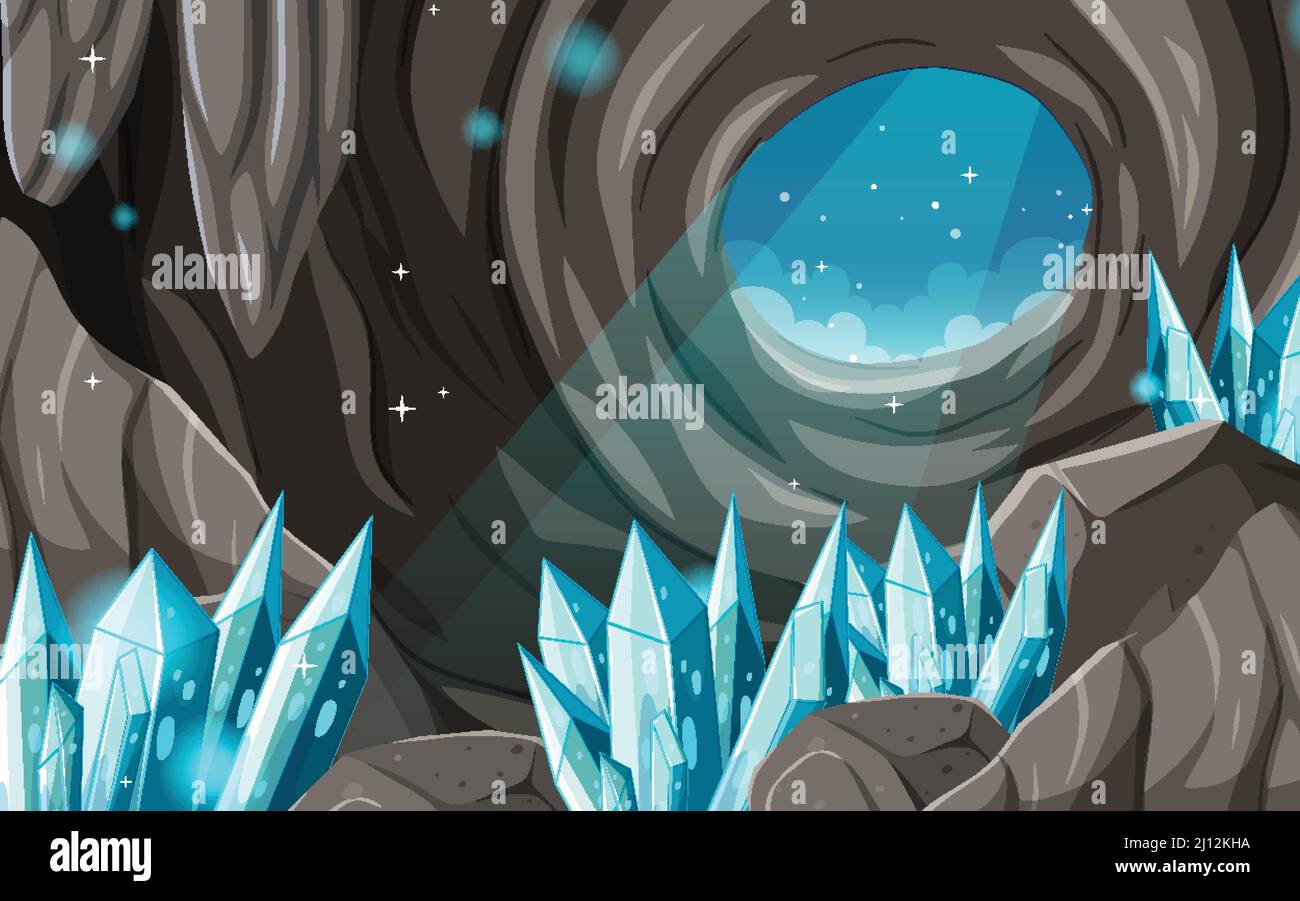 Inside cave landscape in cartoon style illustration Stock Vector Image ...