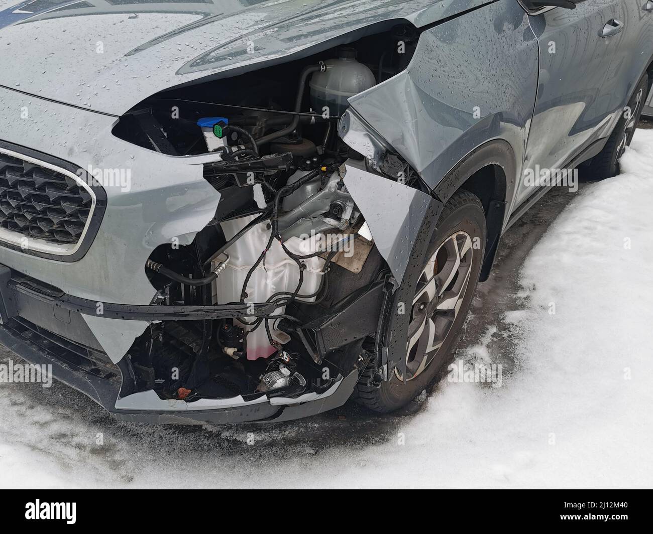 car has dented rear bumper damaged after accident Stock Photo - Alamy