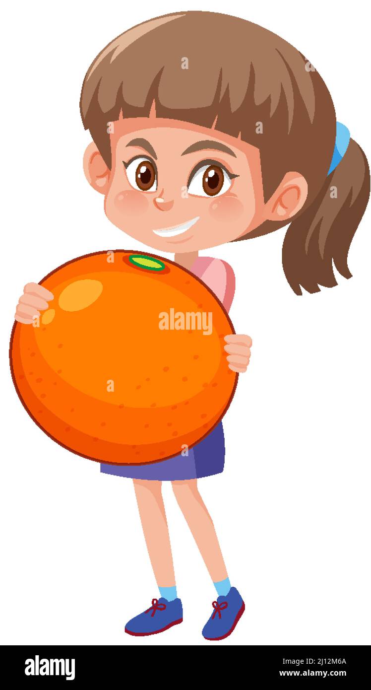 A girl holding fruit on white background illustration Stock Vector ...