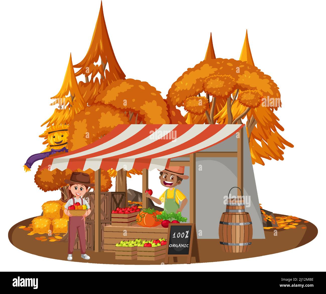Flea market concept with fruit store illustration Stock Vector Image ...