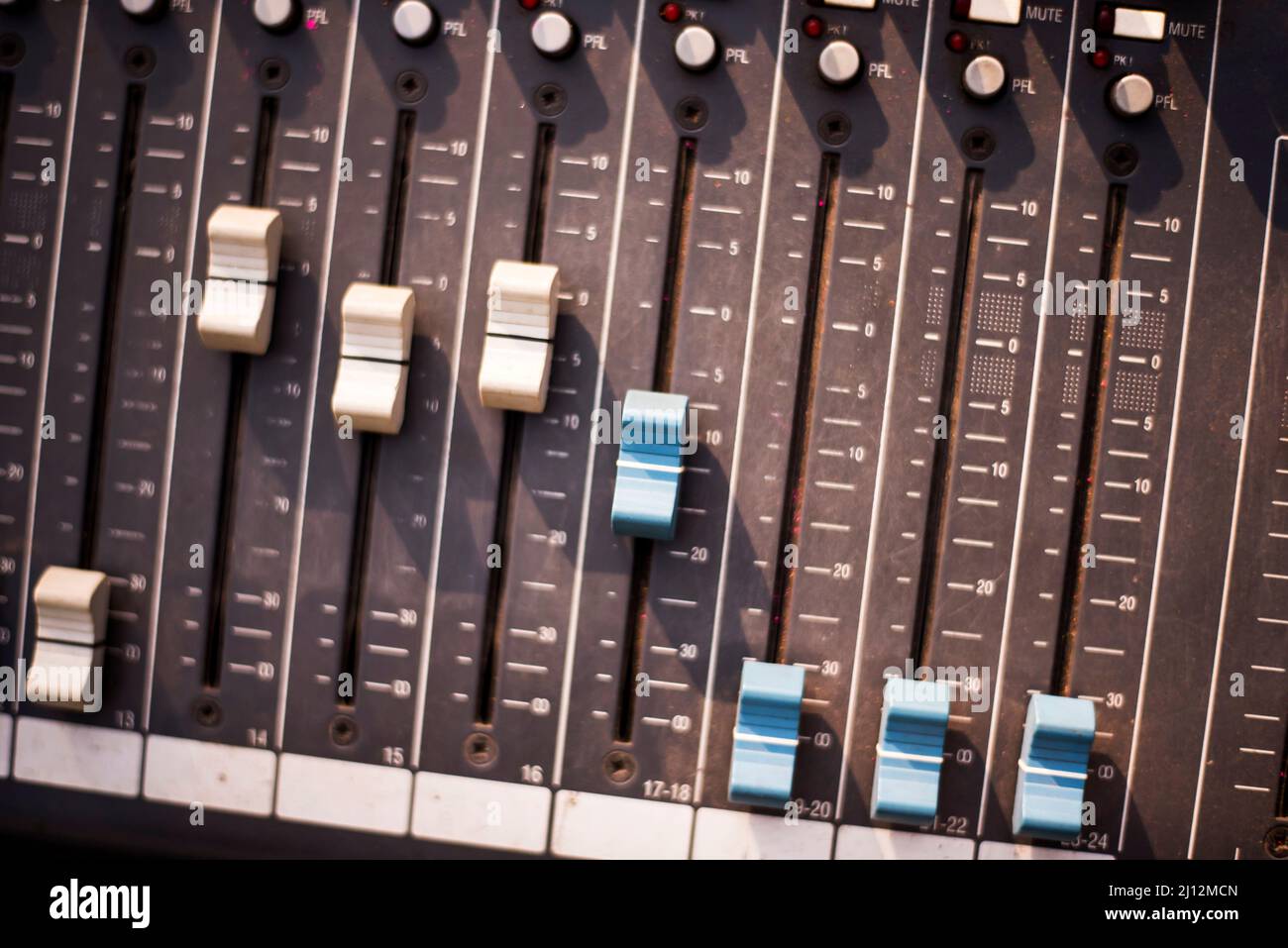 Sound engineer using mixing console to produce a sound track Stock ...