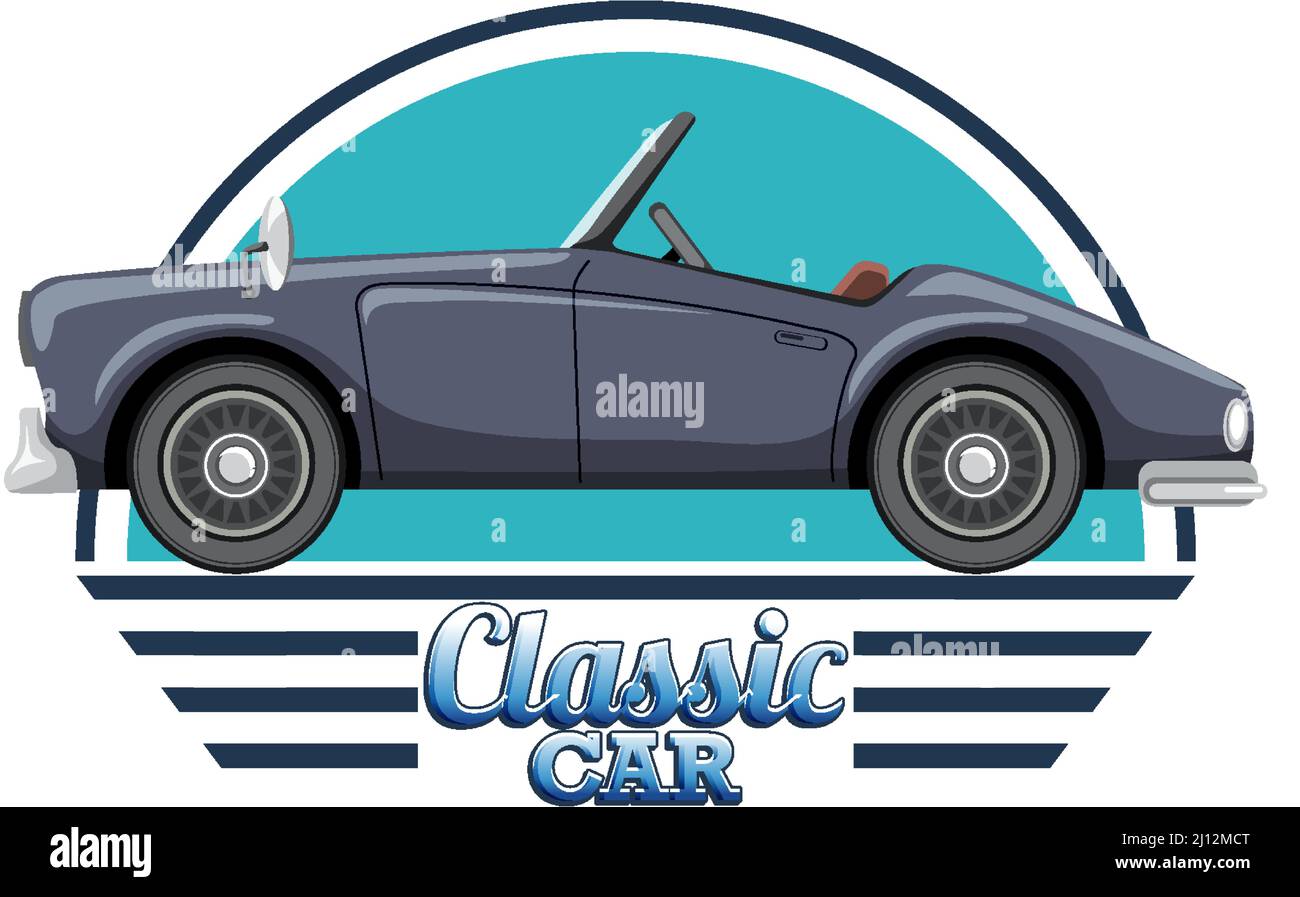 Classic car logo with classic car on white background illustration ...